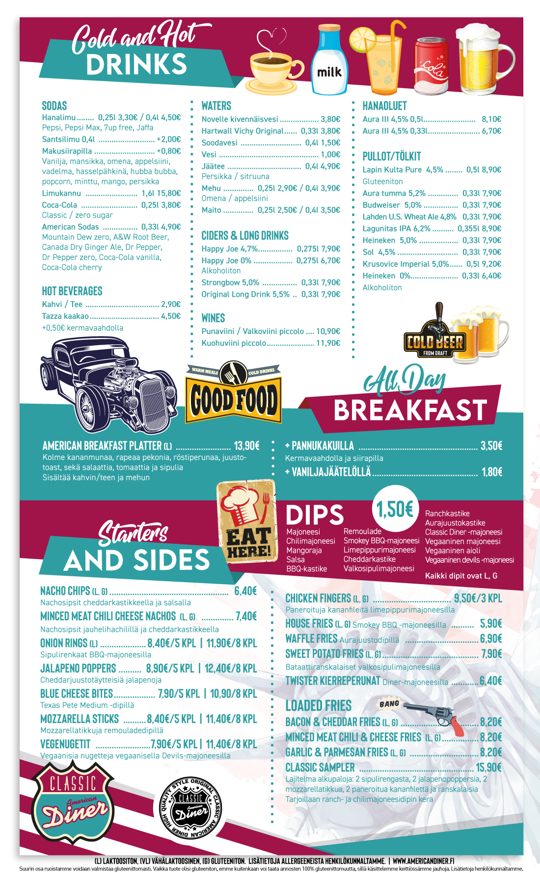 American Diner Menu