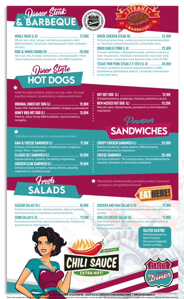 American Diner Menu